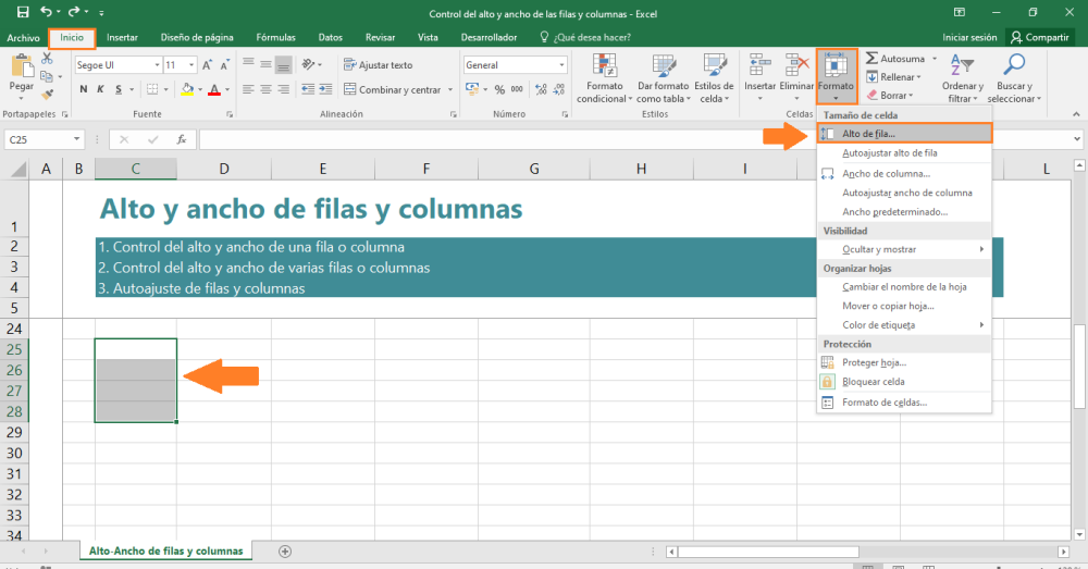 ALTO Y ANCHO DE CELDAS EN EXCEL - EXCELFULL.COM