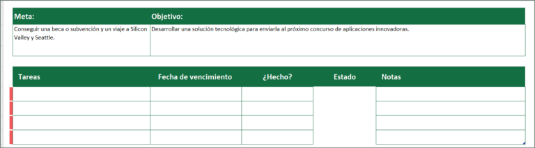 SEGUIMIENTO DE METAS Y OBJETIVOS EN EXCEL