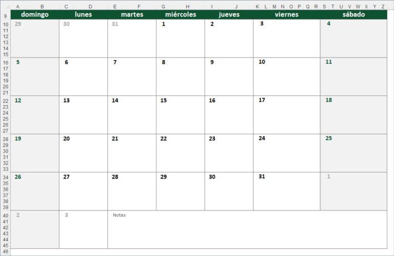 CALENDARIO EN EXCEL: GUÍA PASO A PASO Y PLANTILLA GRATIS
